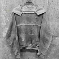 China Vintage Custom Printed Hoodies Acid Wash Distressed Grunge Raglan Sleeve Men for sale