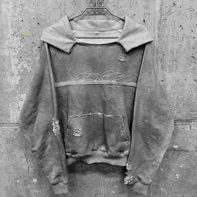 China Vintage Custom Printed Hoodies Acid Wash Distressed Grunge Raglan Sleeve Men for sale