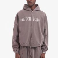 China Vintage Mens Hoodie Set Acid Wash Zip Up Hoodie Set Streetwear for sale