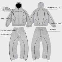 China Custom 420GSM Heavyweight Sweatsuit Contrast Stitch Streetwear OEM ODM for sale