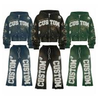 China Custom Acid Wash Zip Up Hoodie Set Streetwear Manufacturer for Men for sale