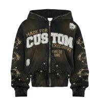 China Custom Acid Wash Zip Up Hoodie Set Streetwear Manufacturer for Men for sale