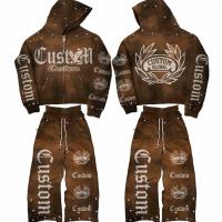 China Custom Heavyweight Full Rhinestone Acid Wash Tracksuit OEM  ODM for sale