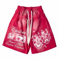 China Custom Vintage Wash Rhinestone Graphic Sweatshorts Streetwear for sale