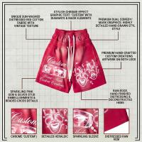 China Custom Vintage Wash Rhinestone Graphic Sweatshorts Streetwear for sale