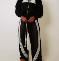 China Custom Vintage Acid Wash Side Stripe Wide Leg Sweatpants for Men for sale