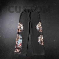 China Custom 100%cotton Graphic DTG Print Drawstring Baggy Pants Streetwear for sale