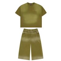 China Custom 100%cotton Sun Fade Wash Vintage Distress Short Set for Men for sale