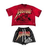 China CustomVintage Acid Wash Streetwear Short Set Manufacturer for Men for sale