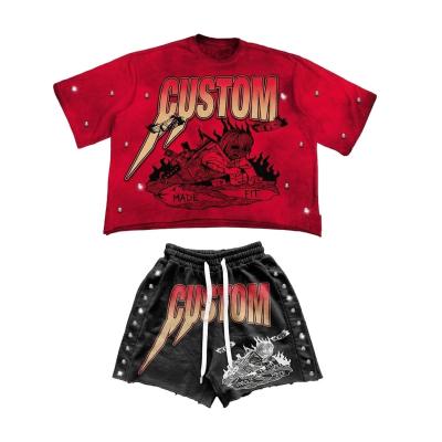 China CustomVintage Acid Wash Streetwear Short Set Manufacturer for Men for sale