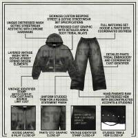 China Custom Vintage Wash Studded Zip-Up Hoodie & Pants Set for Men for sale