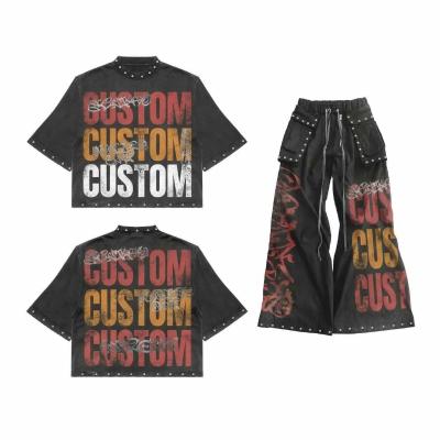 China Custom Graphic DTG Print Vintage Wash Streetwear Set Manufacturer for sale