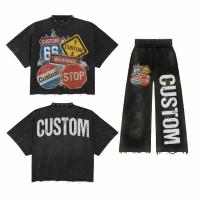 China Custom Graphic DTG Print Vintage Wash Streetwear Set Manufacturer for sale