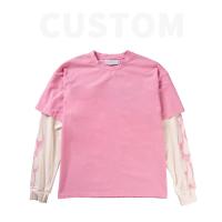 China Custom Oversized Fake Two-Piece Long Sleeve T-Shirt with Sleeve Print for sale