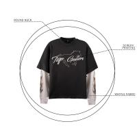 China Custom Streetwear Fake Two-Piece T-Shirt with Waffle Sleeves for sale