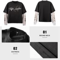 China Custom Streetwear Fake Two-Piece T-Shirt with Waffle Sleeves for sale