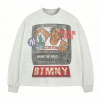 China Custom Cartoon Graphic DTG Print Waffle Knit Sweatshirt for Streetwear Brands for sale
