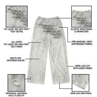 China Custom Heavyweight 100%cotton Acid Wash Distressed Wide Leg Sweatpants for sale