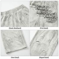 China Custom Heavyweight 100%cotton Acid Wash Distressed Wide Leg Sweatpants for sale