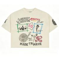 China Custom Raw Hem Graphic Crop T-Shirt with Vintage Distressed Finish for sale