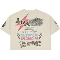 China Custom Raw Hem Graphic Crop T-Shirt with Vintage Distressed Finish for sale