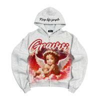 China Heavyweight Rhinestone Oversized Zip Up Hoodies Supplier for Streetwear for sale