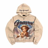 China Heavyweight Rhinestone Oversized Zip Up Hoodies Supplier for Streetwear for sale