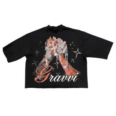 China Custom Rhinestone Oversized Graphic T Shirt Manufacturer for Streetwear Brands for sale
