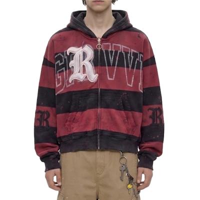 China Heavyweight Distressed Boxy Hoodies for Men Supplier with Custom Applique for sale