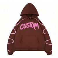 China Custom Heavyweight Brown Oversized Hoodies with Puff Print and Back Graphic for sale
