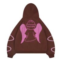 China Custom Heavyweight Brown Oversized Hoodies with Puff Print and Back Graphic for sale