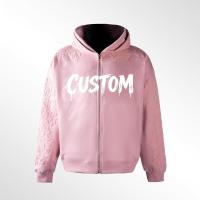 China Custom 400GSM Heavyweight Zip-Up Hoodie with 3D Embossing and Puff Printing for Streetwear for sale