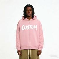 China Custom 400GSM Heavyweight Zip-Up Hoodie with 3D Embossing and Puff Printing for Streetwear for sale