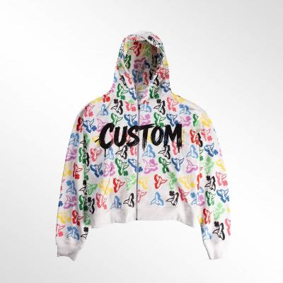 China Custom 400GSM Heavyweight All-Over Print Zip-Up Hoodie with Oversized Fit for Men for sale