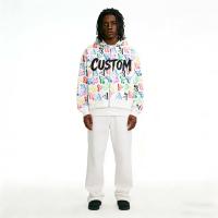 China Custom 400GSM Heavyweight All-Over Print Zip-Up Hoodie with Oversized Fit for Men for sale