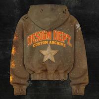 China Custom Distressed Rhinestone Embellished Zip Up Hoodie with Oversized Fit for Streetwear for sale