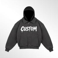 China Custom 420gsm Heavyweight Sun Faded Wash Layered Zip-Up Hoodie for Streetwear Brands for sale
