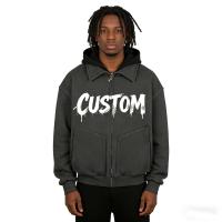 China Custom 420gsm Heavyweight Sun Faded Wash Layered Zip-Up Hoodie for Streetwear Brands for sale