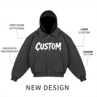China Custom 420gsm Heavyweight Sun Faded Wash Layered Zip-Up Hoodie for Streetwear Brands for sale