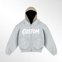 China Custom Hardware Vintage Acid Wash 380-450 GSM Heavyweight Zip-Up Hoodie Streetwear Jacket for sale