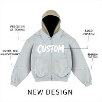 China Custom Hardware Vintage Acid Wash 380-450 GSM Heavyweight Zip-Up Hoodie Streetwear Jacket for sale
