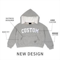 China Custom Distressed 400GSM Heavyweight Boxy Fit Pullover Hoodie for Streetwear Brands for sale