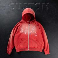 China Custom 420GSM Sun Faded Wash Oversized Dirty Wash Zip Up Hoodie For Men for sale