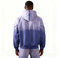 China Custom 420gsm Screen Print Sun Faded Wash Distress Zip Up Hoodies for sale