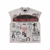 China Custom Vintage Studded Sleeveless T-Shirt Manufacturer for Streetwear Brands for sale