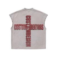 China Custom Vintage Studded Sleeveless T-Shirt Manufacturer for Streetwear Brands for sale