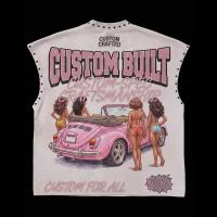 China Custom Private Label Vintage Studded Sleeveless Graphic Tee for Men for sale