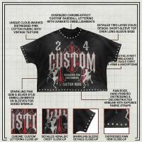 China Custom Raw Hem & Oversized Rhinestone Streetwear T-Shirt Manufacturer for sale