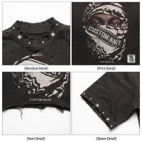 China Custom Distressed Oversized Boxy Fit Graphic Tee with Rhinestone Embellishments for sale