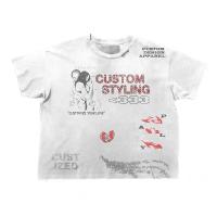 China Custom Vintage Wash Distressed Graphic T-Shirt with Hand-Applied Destruction and Heavyweight Cotton for sale